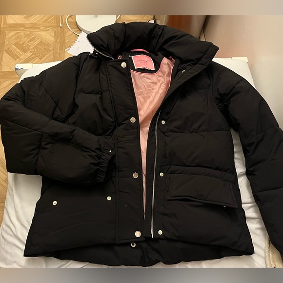 kate spade | Jackets & Coats | Kate Spade Puffer Black Jacket With Hood ...